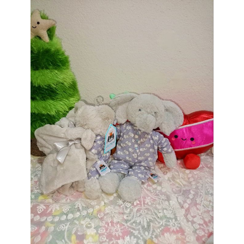 Jellycat Bedtime Elephant In Pyjamas Soft Toy Soother & fabric blanket ...