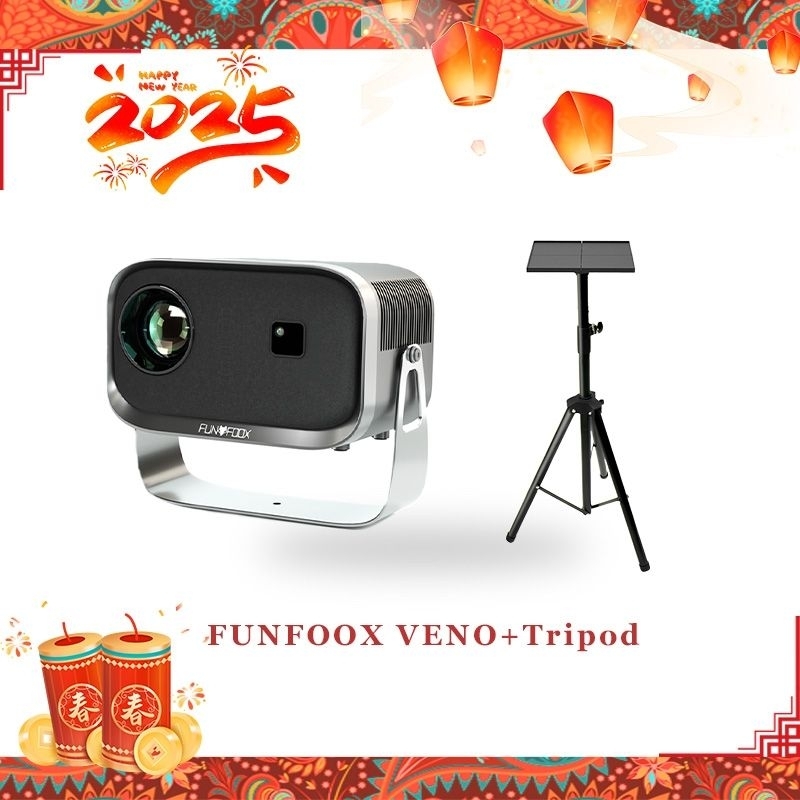 【Recommend】Funfoox VENO+Tripod โปรเจคเตอร์ projector 1080P Android11.0 ...