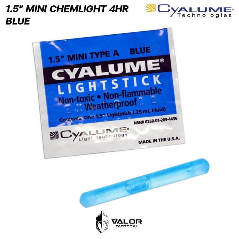 (หมดอายุ ไฟอ่อน) Cyalume - 1.5" Mini ChemLight 4hr [Blue ] แท่งเรืองแสง ...