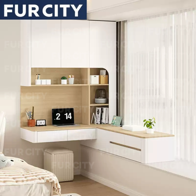 ตู้เก็บของบานกระจกสไตล์ครีม ชั้นวางหนังสือ โต๊ะทำงาน ตู้เก็บของพร้อมลิ้นชักระเบียงบ้าน ตู้เก็บ ...