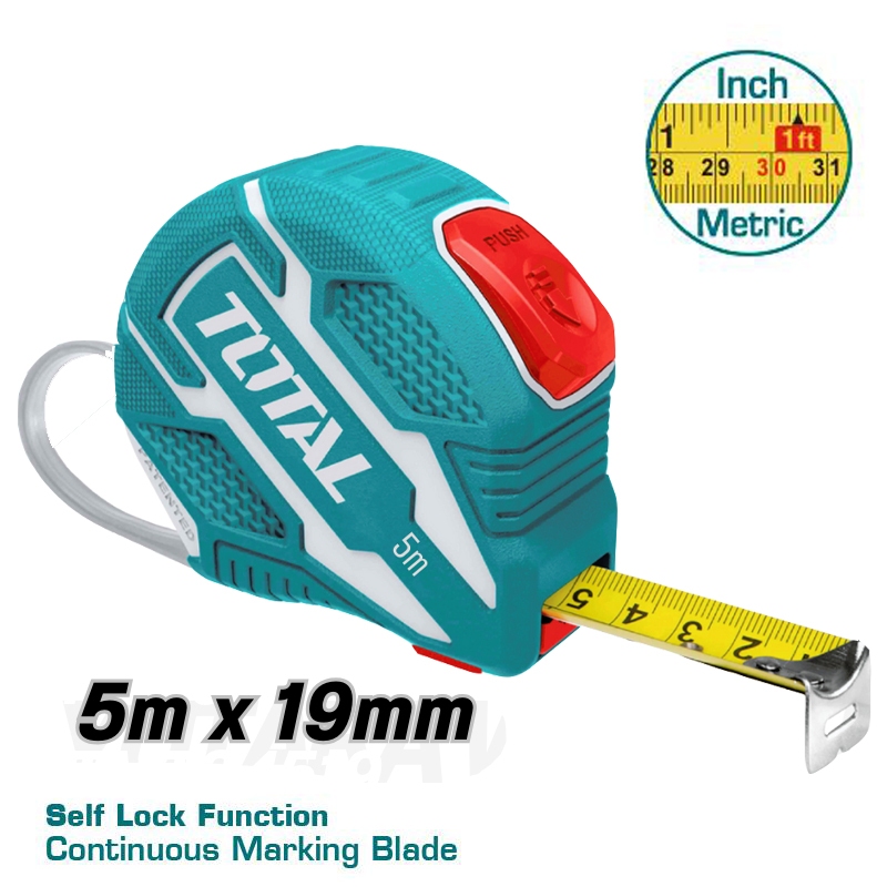 Total ตลับเมตร 5 เมตร (ระบบ Self-Locking Blade) รุ่น TMT126251E ...