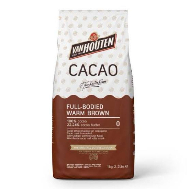 Van Houten Full-Bodied Warm Brown 22-24% ผงโกโก้สีน้ำตาลเข้ม 100%cocoa 1KG | Shopee Thailand