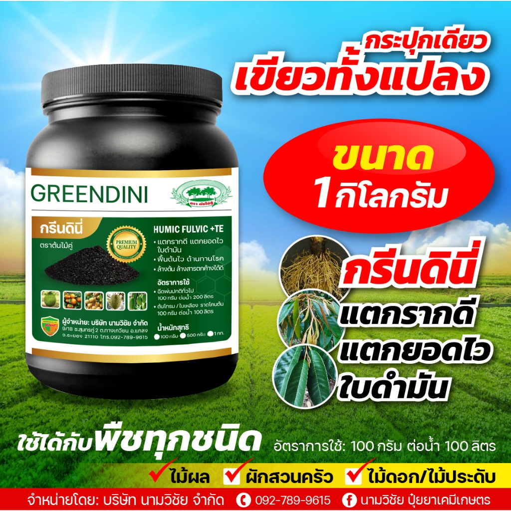 กรีนดีนี่ ขนาด 1 กิโลกรัม (ซูเปอร์โพเทสเซียม ฮิวมิค95%)แตกรากดี แตกยอด ...