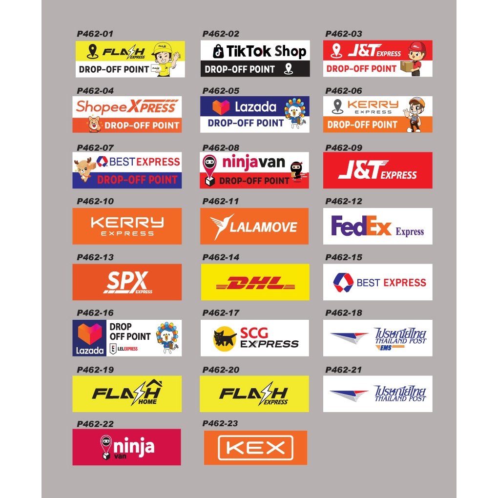 P462 สติ๊กเกอร์ขนส่ง SPX EMS Flash KEX DHL BEST J&T NINJAVAN SCG makesend สติ๊กเกอร์ Logistics ...
