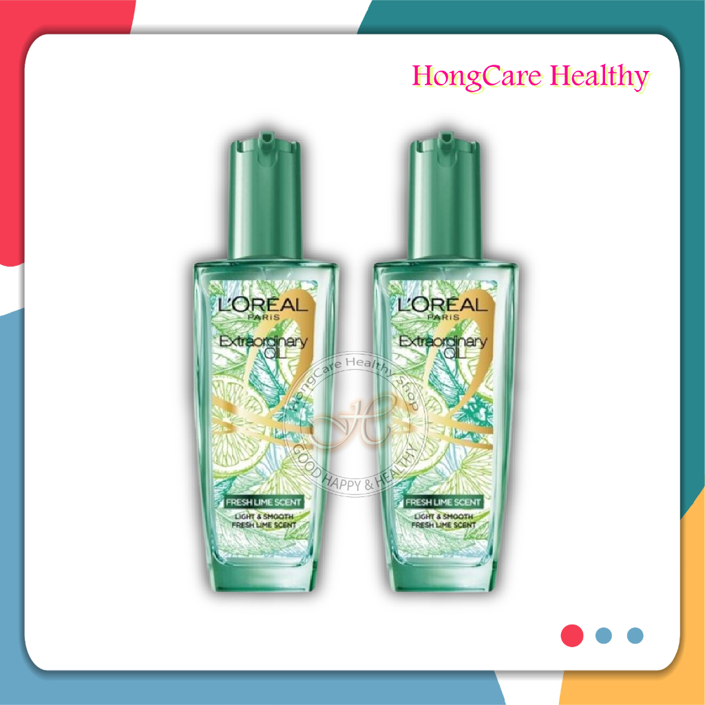 [แพ็คคู่] Loreal Paris Extraordinary Oil Fresh Lime Scent 100ml. x2 ออยล์น้ำหอมบำรุงผม สำหรับทุก ...