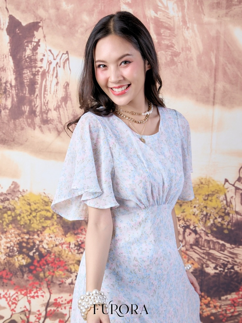 (พร้อมส่ง) FURORA OFFICIALS • Water Lily dress สี pale blue สีฟ้าอ่อน ...