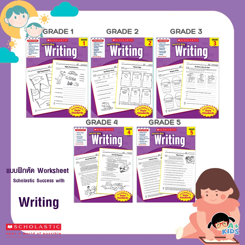 แบบฝึกหัด Worksheet Scholastic Success with Writing Grade.1-5 | Shopee ...