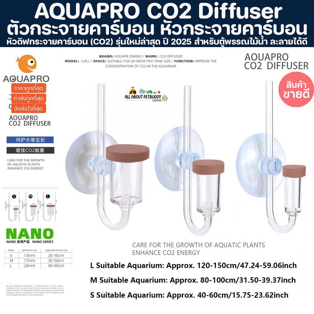 AQUAPRO CO2 Diffuser หัวดิฟกระจายคาร์บอน (CO2) รุ่นใหม่ล่าสุด ปี 2025 สำหรับตู้พรรณไม้น้ำ หัวดิฟ ...