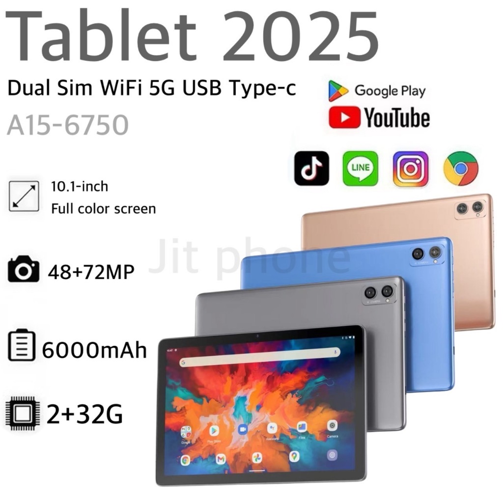 ใหม่ tablet รุ่น A15-6750 จอใหญ่ 10.1 แบตอึด 6000mAh ใส่ซิมได้ รองรับ5G ...