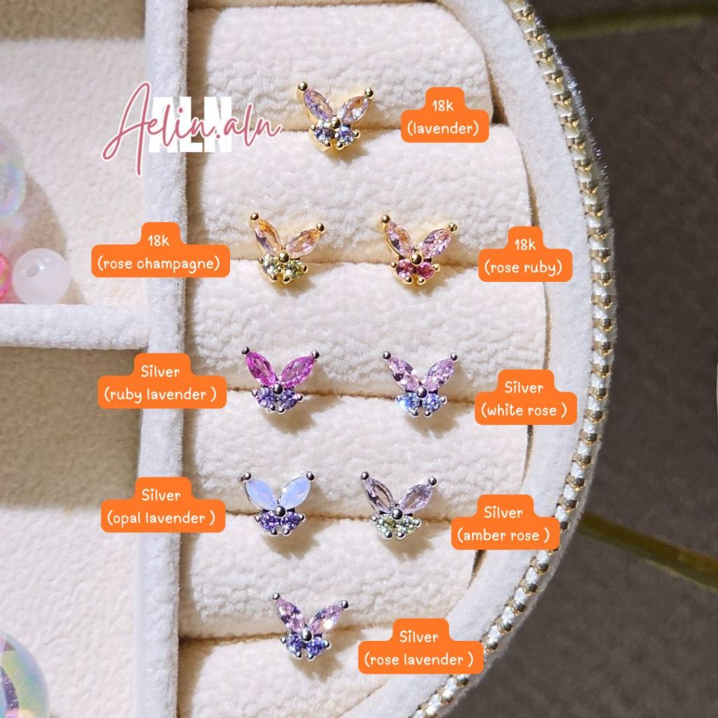 Pixie stud earring - Aelin.ALN (ต่างหูผีเสื้อสีสันสดใส) น่ารักมากๆ มีให้เลือก 8 สี | Shopee Thailand