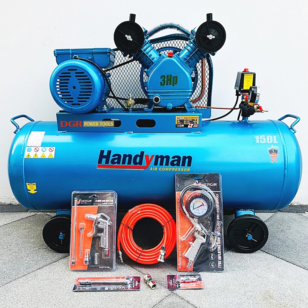 Handyman ปั๊มลม ถังลม ขนาด 150 ลิตร มอเตอร์ 3 แรงม้า 2 สูบ ขนาดกระบอก ...