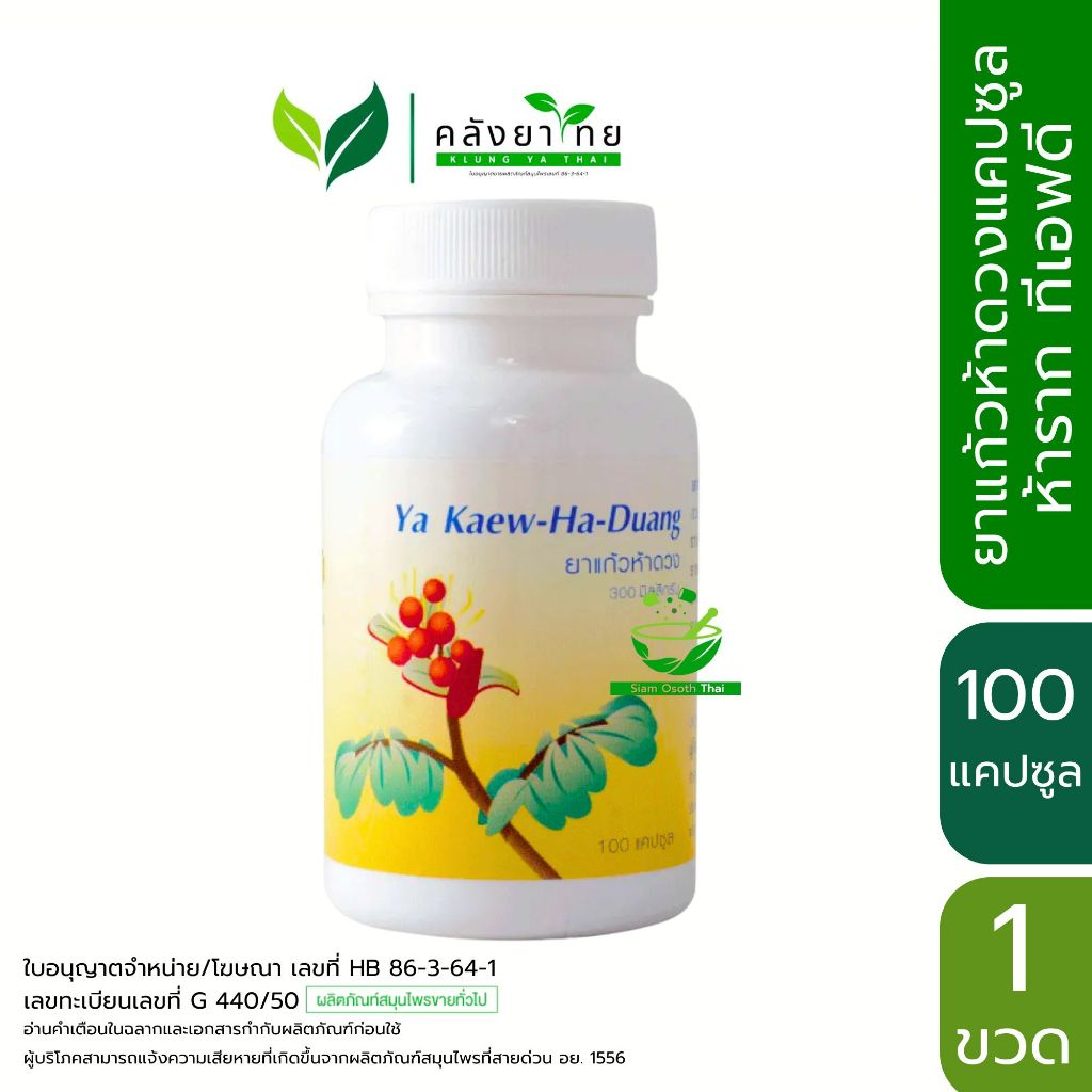 ยาแก้วห้าดวง ห้ารากแคปซูล ตรา ThaiFD ไทยเอฟดี ขนาด 100 แคปซูล/ขวด พร้อมส่ง | Shopee Thailand