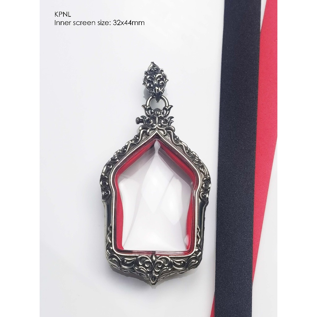 KPNLWhitebrass Khun Paen Large amulet casing 32x44mm กรอบพระ ไวท์บราส ...