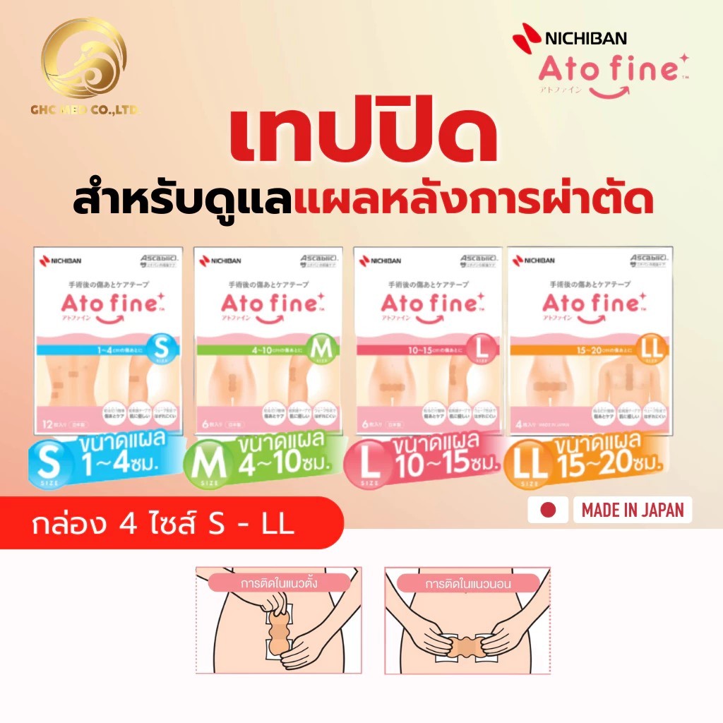 【พร้อมส่ง】 NICHIBAN Atofine Plaster เทปปิดแผล ดูแลแผลหลังการผ่าตัด พลาสเตอร์ แปะแผลเป็น คีลอยด์ ...