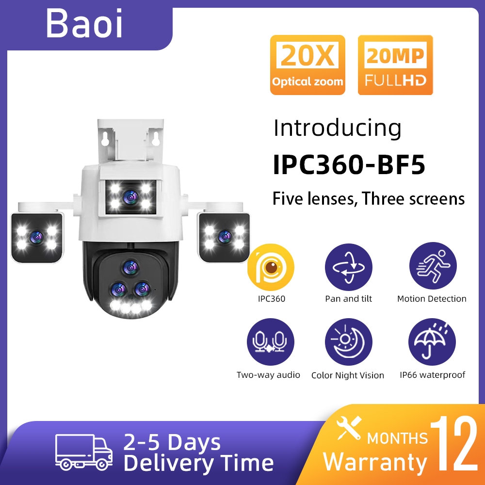 BOAI IPC360-BF53กล้องวงจรปิด4K 3 เลนส์ไร้สาย WIFI กลางแจ้งกันน้ำสองทาง ...