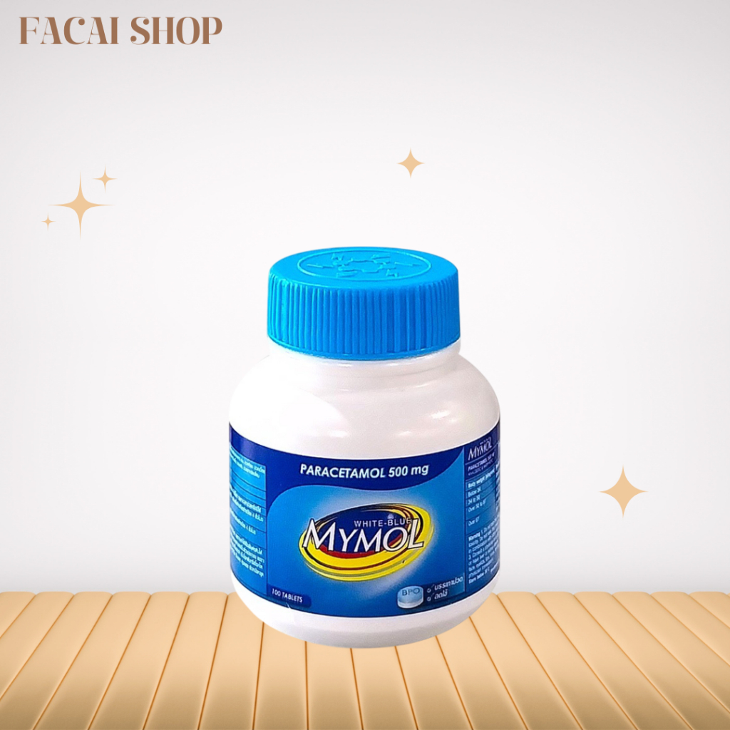 Mymol พารา ฟ้า ขาว500 mg. มายมอล ไวท์ บลู 100 เม็ด พาราเซตามอล | Shopee ...