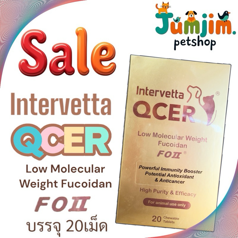 Intervetta Qcer 20 เม็ด (EXP.06/2026) อาหารเสริมต่อต้านมะเร็ง เสริมภูมิคุ้มกันและปรับสมดุลย์ ...