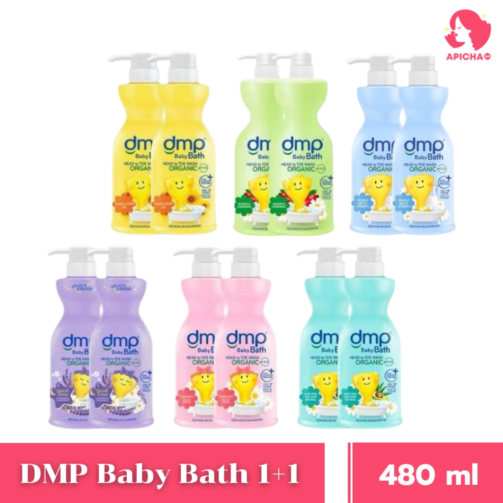 (แพ็คคู่)DMP baby bath head to toe wash organic ph5.5 480+480ml ดีเอ็มพี เบบี้ บาร สบูเหลวและสระ ...
