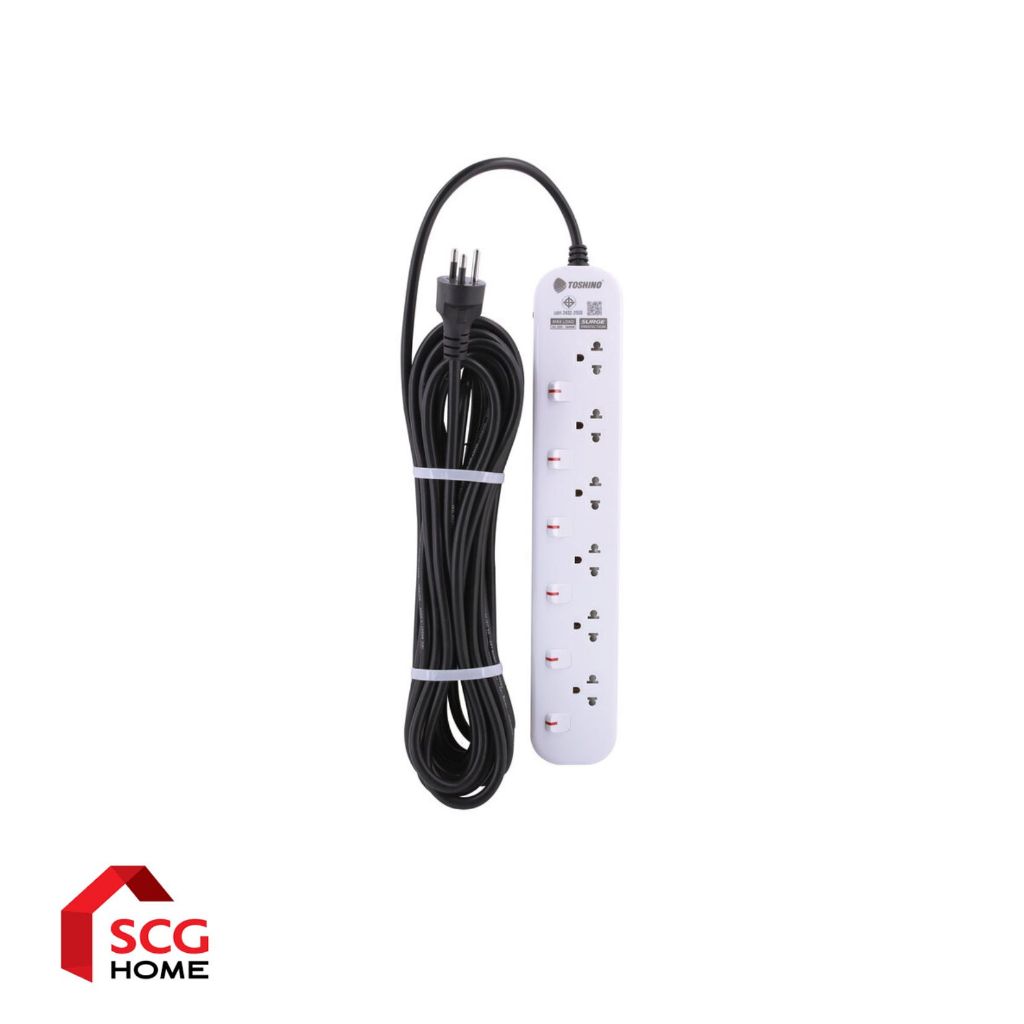 TOSHINO รางปลั๊ก รุ่น JT6-10M รางปลั๊ก 6 ช่อง 6 สวิตช์ สายยาว 10 ม. (16A/3600W)(สีขาว) | Shopee ...