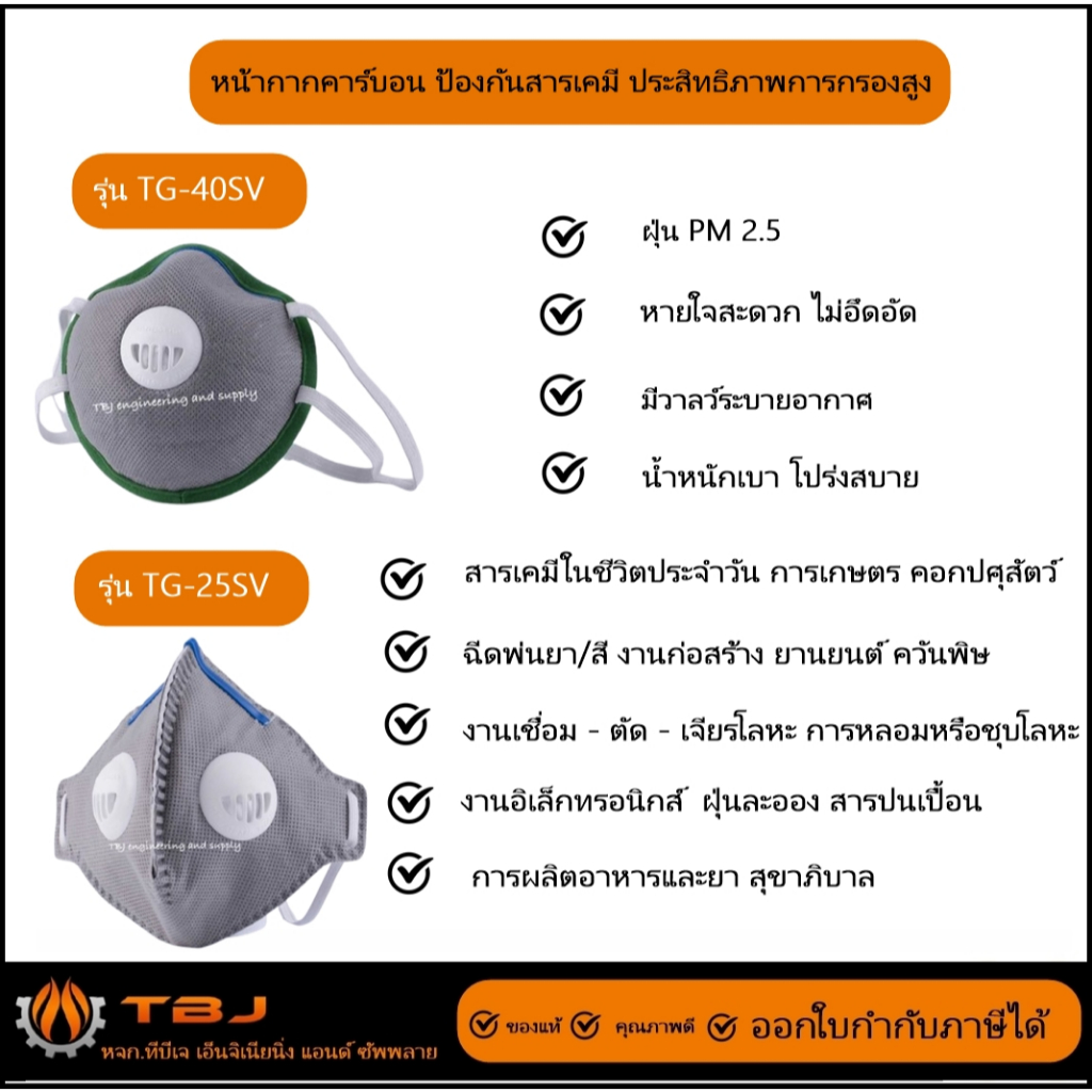 หน้ากากแบบมีคาร์บอน มีวาล์ว กันฝุ่น #TG-40SV TG-25SV ซักได้ | Shopee Thailand