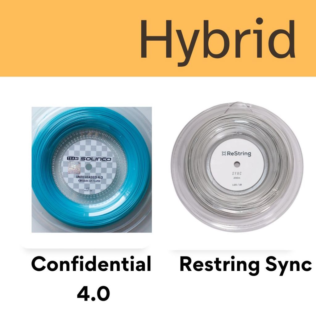 Solinco เอ็นเทนนิสไฮบริด Confidential 4.0 / Restring Sync Hybrid (ตัด ...