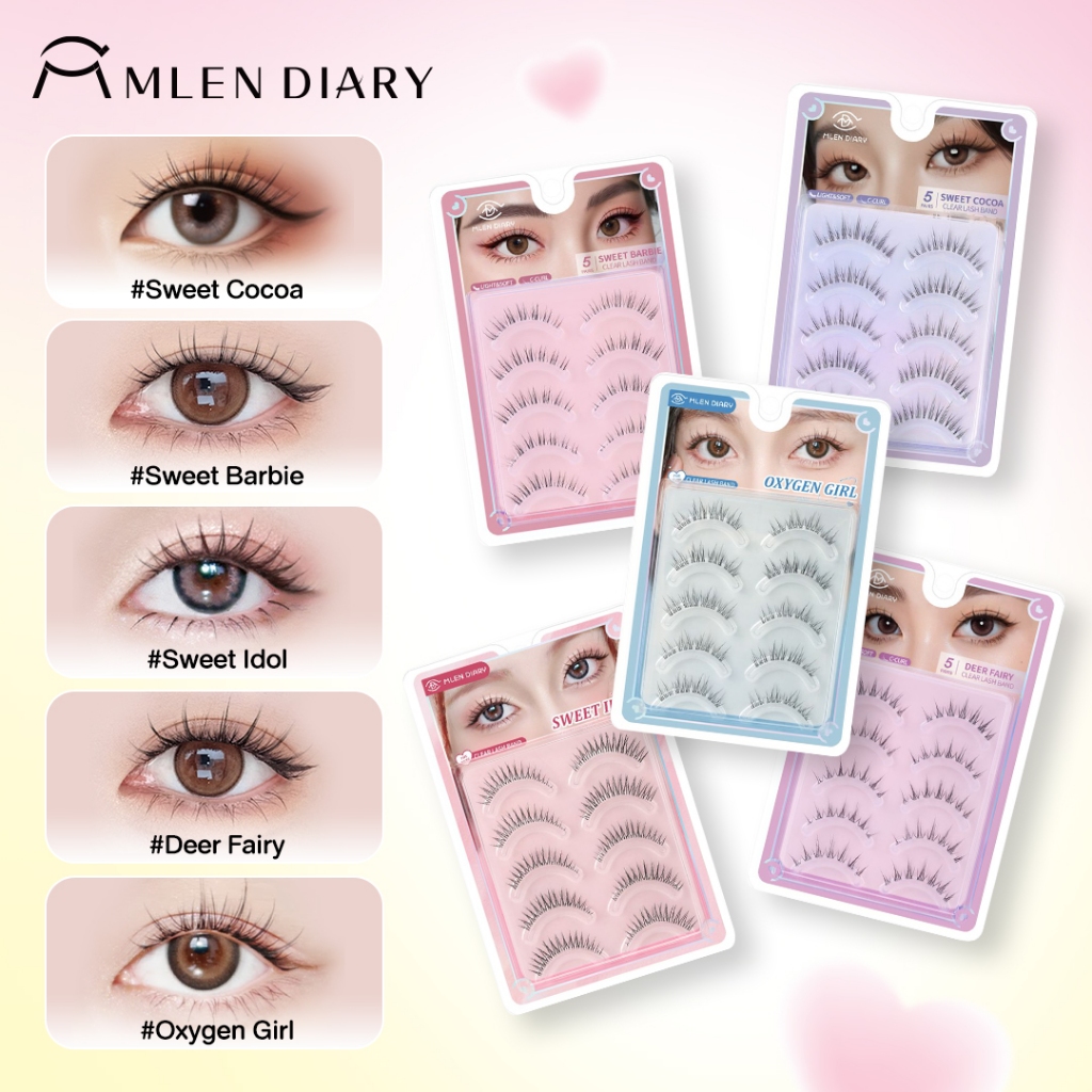 MLEN DIARY Strips Lashes ขนตาปลอม 5 คู่ ลุคธรรมชาติ สไตล์เกาหลี เบาสบาย ...