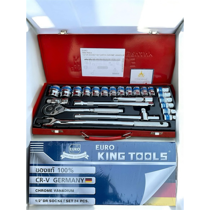 EURO KING TOOLS ชุดเครื่องมือ ประแจ ชุดบล็อก 1/2 (4หุน) SOCKET SET (24 ...