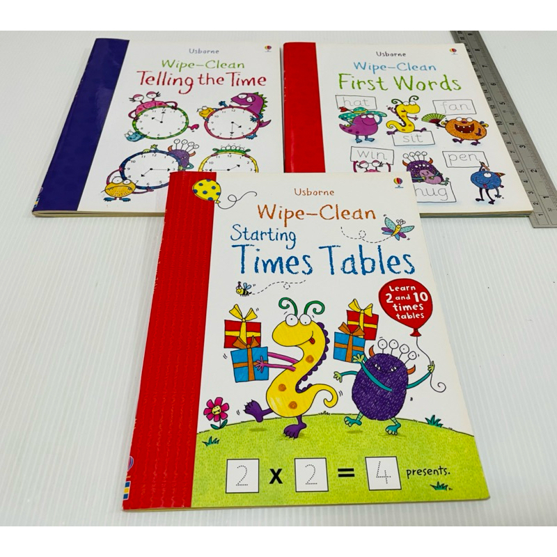 แท้ มือสอง ไม่มีขีดเขียน Usborne Wipe Clean เขียนลบได้ 3 เล่ม 130 บาท ...