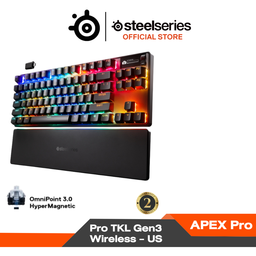 SteelSeries Apex Pro TKL Gen 3 Gaming Keyboard คีย์บอร์ดเกมมิ่ง สวิตช์ OmniPoint 3.0 ...