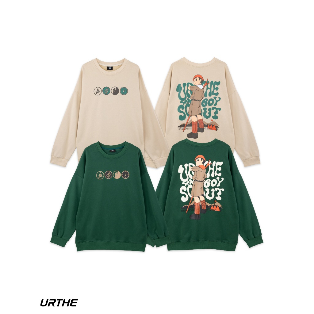 URTHE - เสื้อสเวตเตอร์ แขนยาว สกรีนลาย รุ่น BOY SCOUT SWEATER | Shopee ...