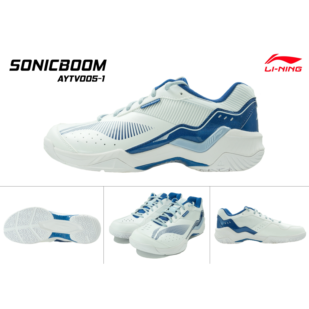 LI-NING SONIC BOOM (AYTV005-1S) สี (STANDARD WHITE/SET SAIL) BADMINTON ...