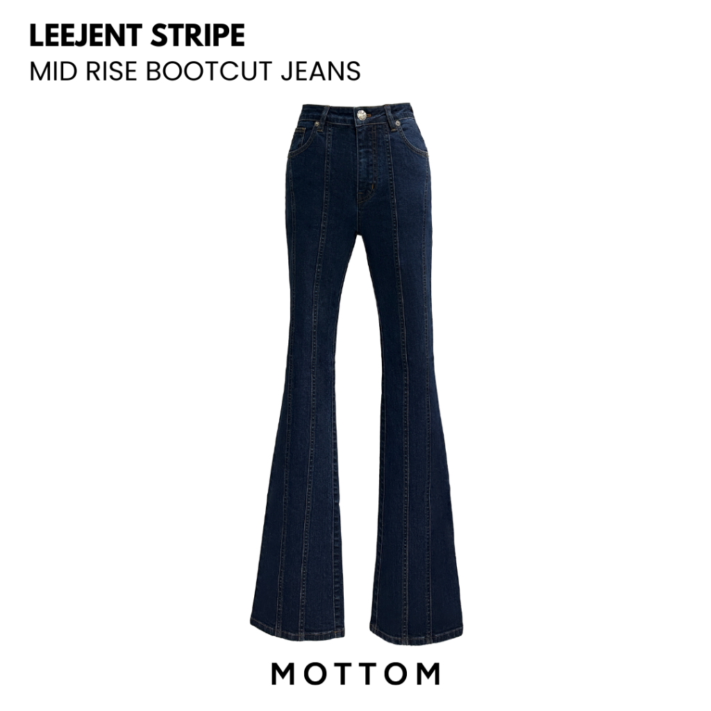 MOTTOM - LEEJENT Mid Rise Front Seamed Bootcut Jeans | Shopee Thailand