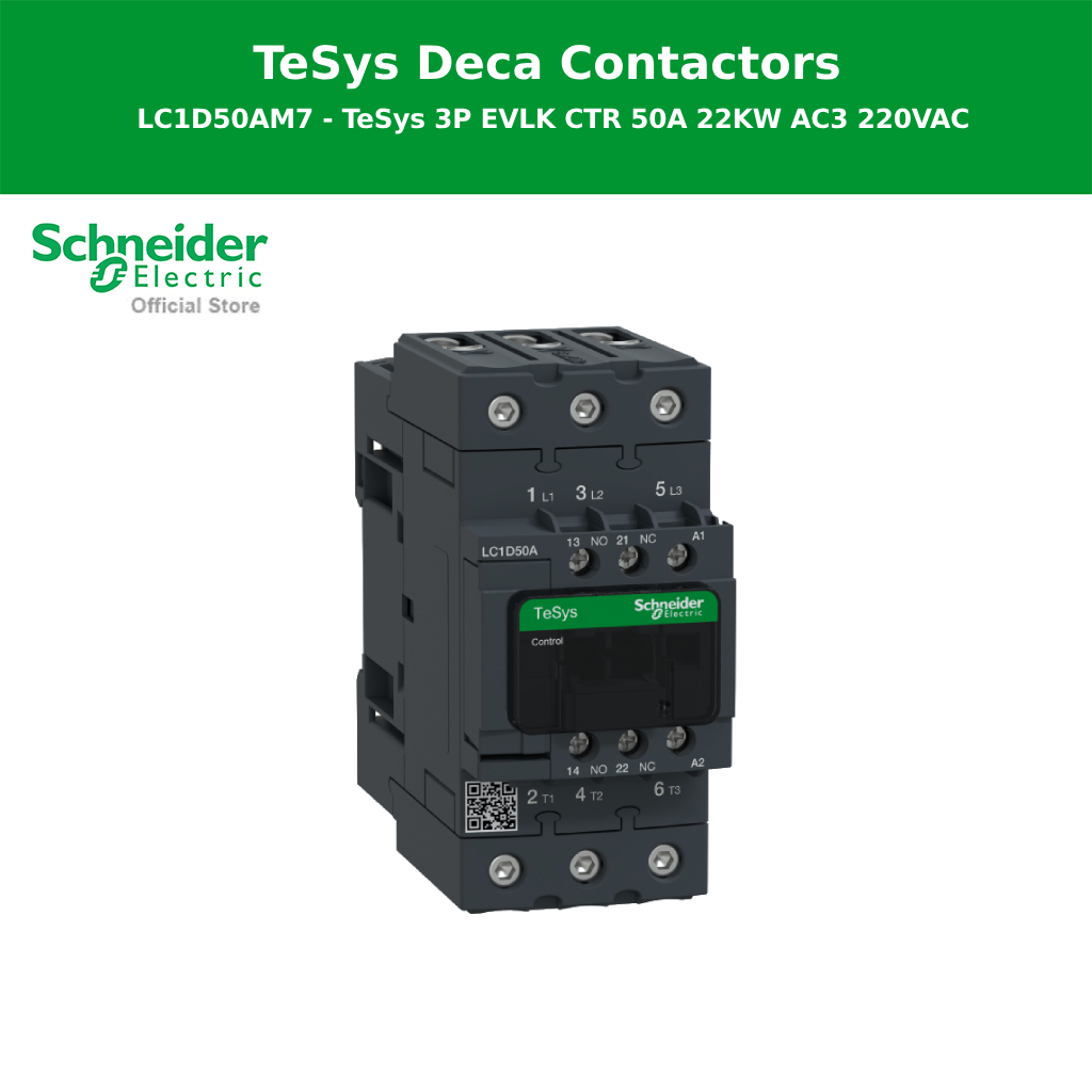 Schneider Electric Contactor, รุ่น Tesys Deca, 3P(3 NO), AC-3/AC-3e, 0 ...