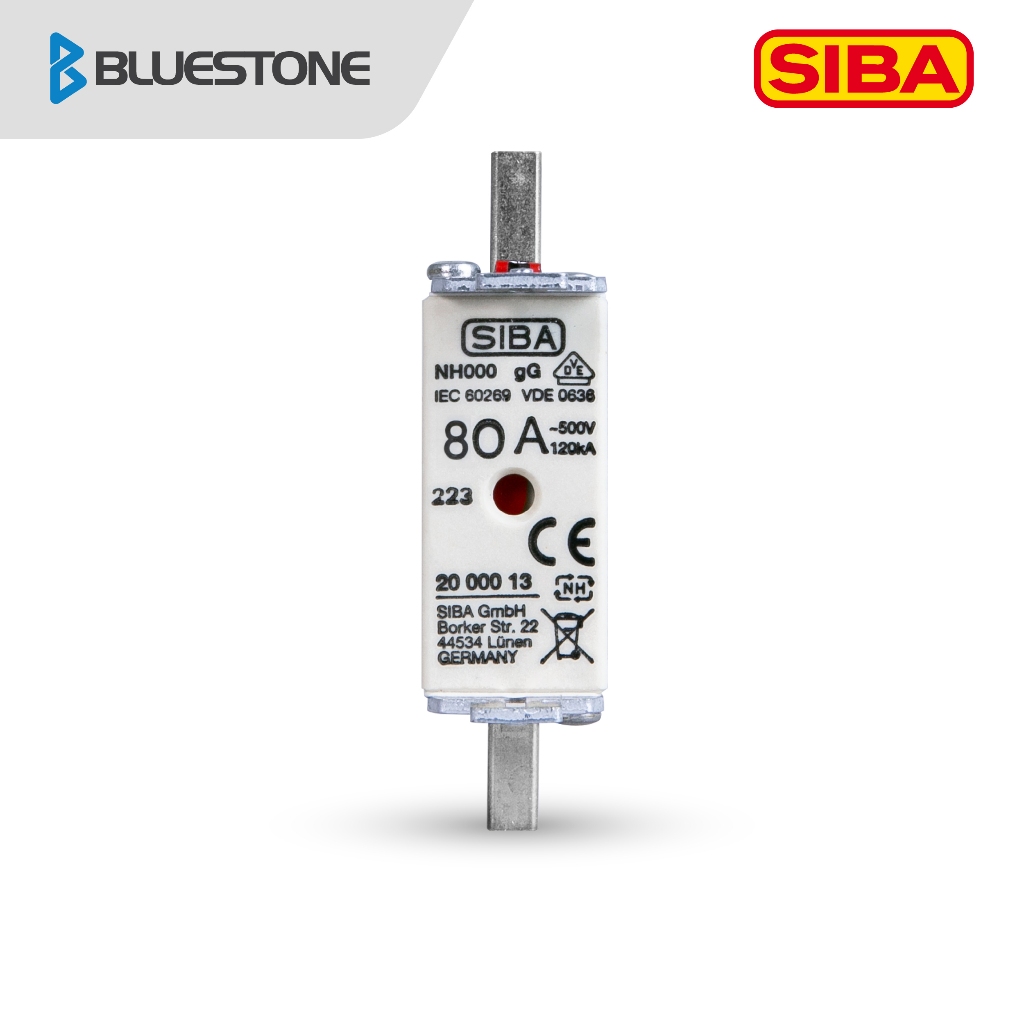 LV Fuse NH000 500V 80A gG/gL SIBA fuse ฟิวส์ใบมีด ฟิวส์แรงต่ำ Size000 ...