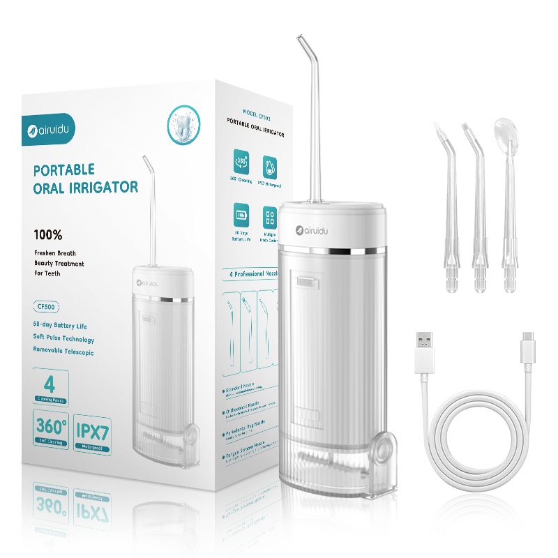 Airuidu CF500 Water Flosser 160ml ไหมขัดฟันพลังน้ำ (4 โหมด+4 หัวฉีด ...