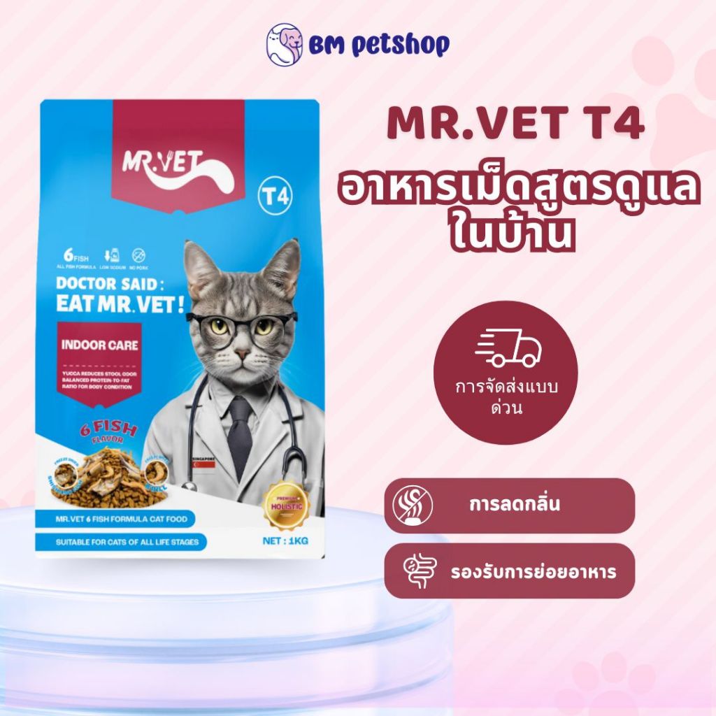MrVet Holistic Premium Cat food T4 1kg อาหารแมวสำหรับเลี้ยงในบ้าน ...