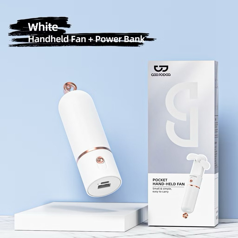 GOOJODOQ Handheld Fan+Power Bank 3 Speed Levels Automatically Stop Safe ...