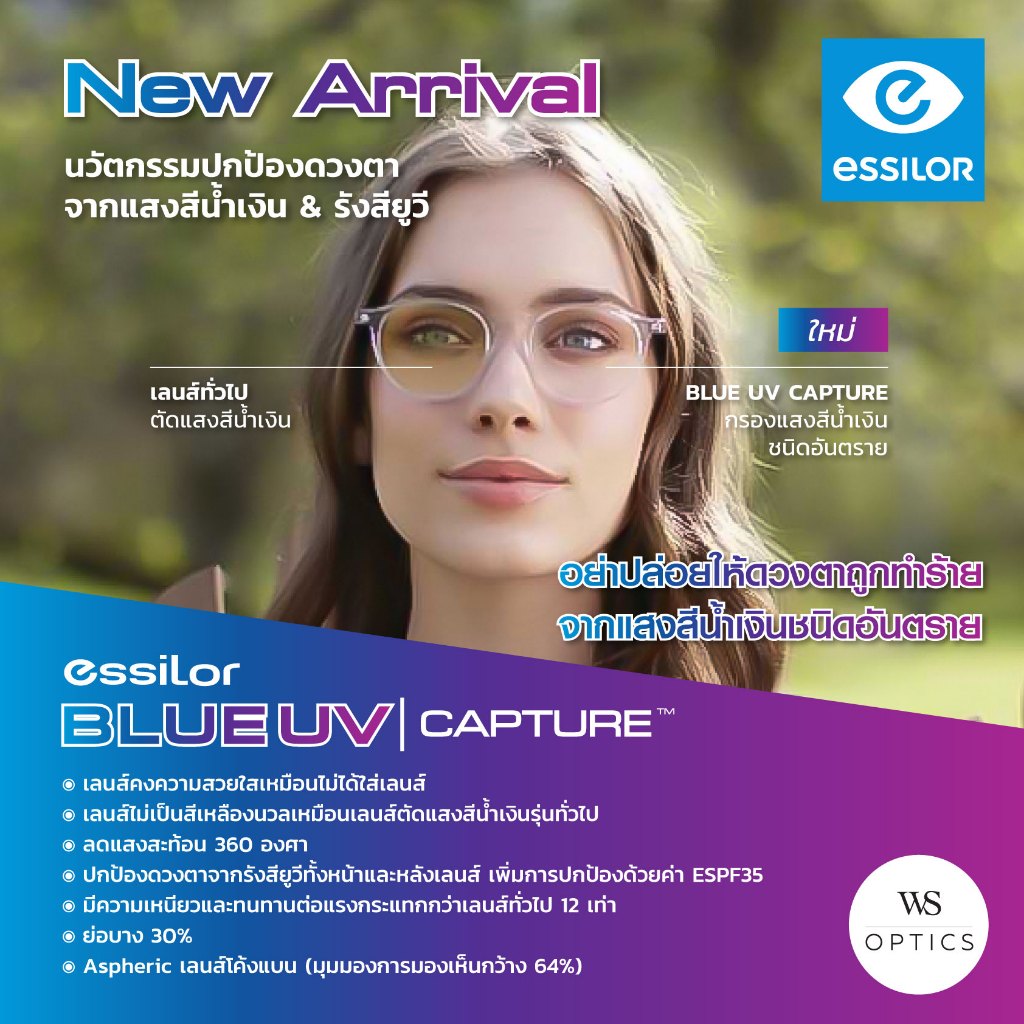 Essilor Crizal Sapphire - Blue UV Capture Airwear | Shopee Thailand