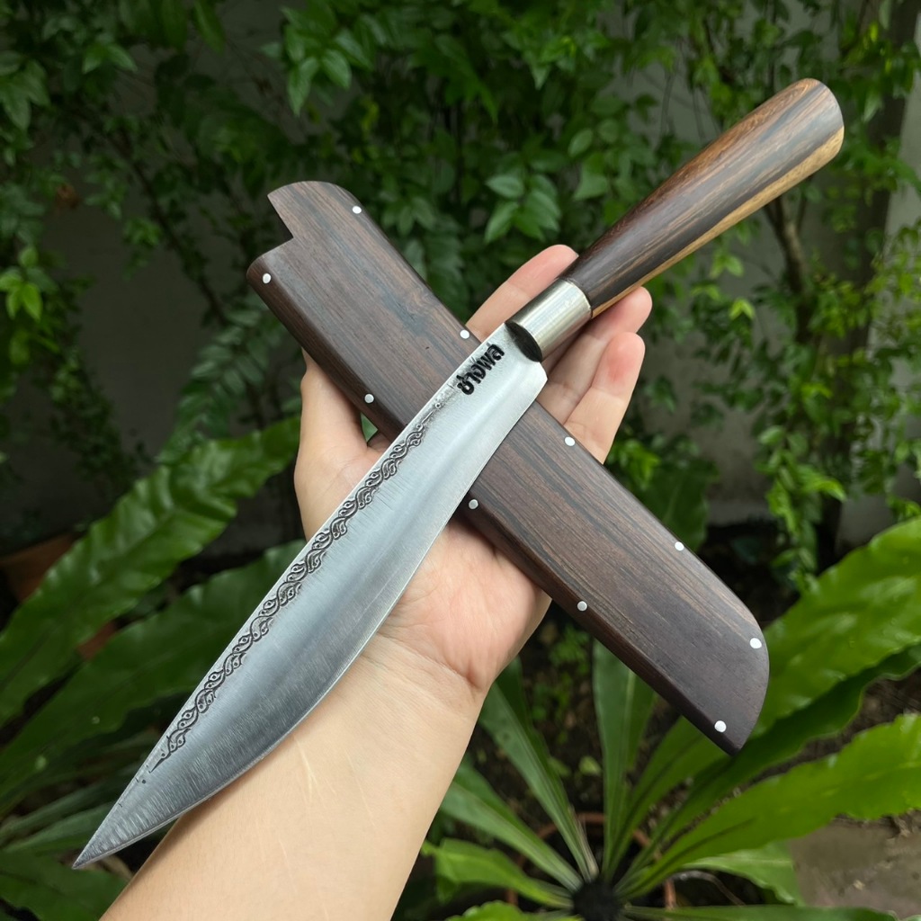 มีดควาญ Machete มีดเหน็บ E-Nep มาเชเต้ Camp มีดหมอ ใบ 8” ใบผาน ตีร้อนชุบแข็ง ผิวขัด ตอกลาย คอเลส ...