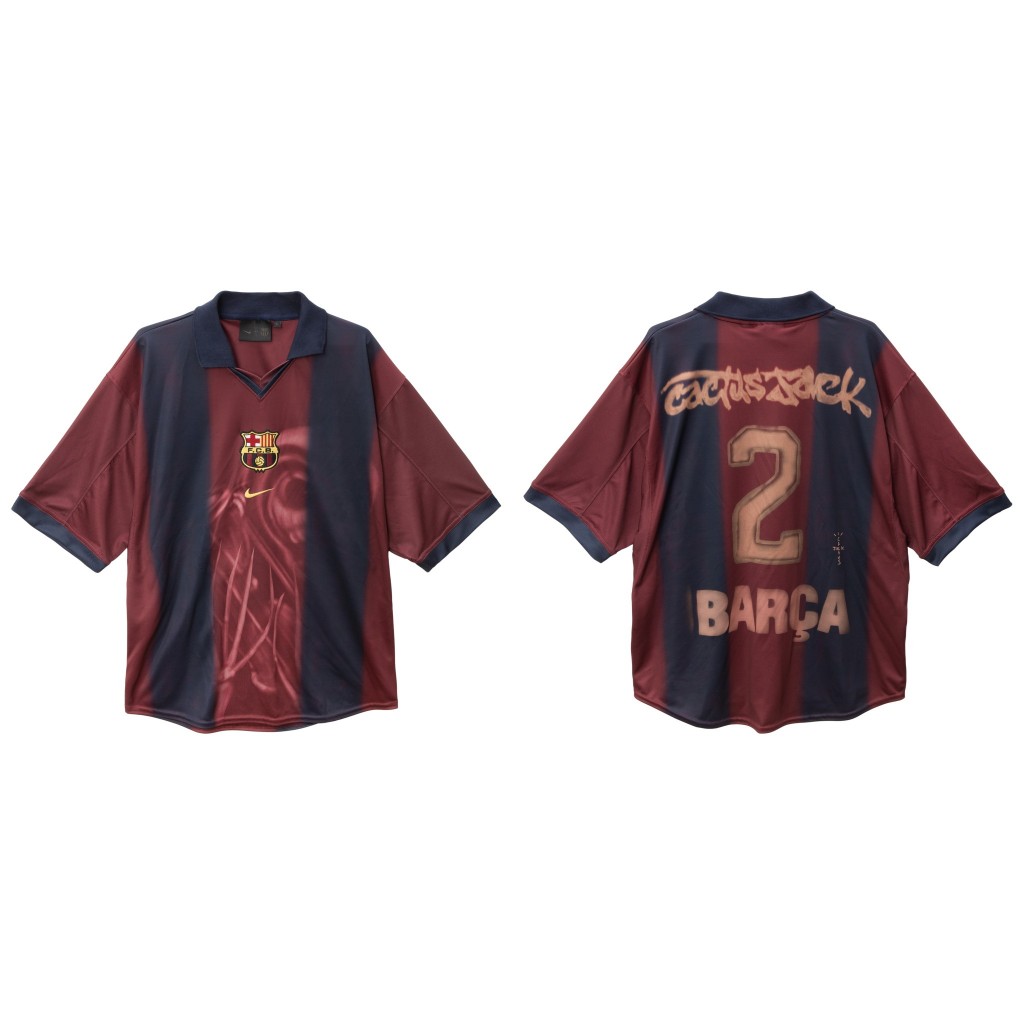 [ ของแท้ ] เสื้อฟุตบอล Cactus Jack X NIKE X FC BARCELONA RETRO 2000/01 HOME SKELETON JERSEY ของ ...