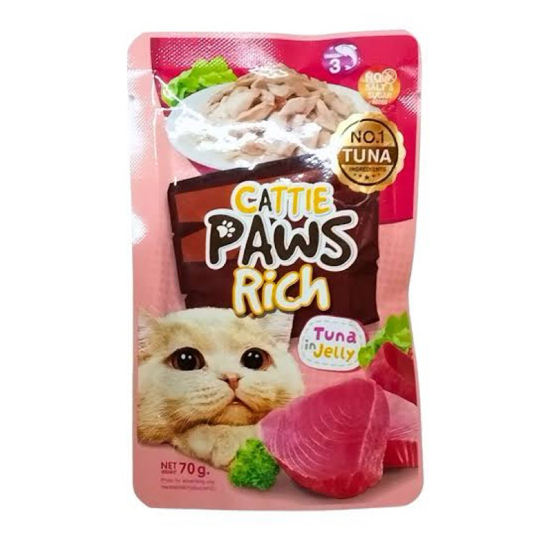Cattie Paws Rich แคทตี้พาวส์ริช อาหารเปียก สูตรไม่เติมเกลือ ขนาด 70 ...