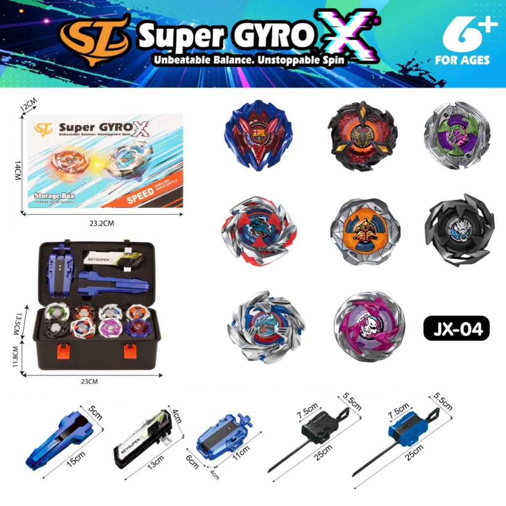 ชุดลูกข่าง 8 ชิ้น Super GYRO X แถมกล่องเก็บอุปกรณ์ ของเล่นเด็ก สำหรับ ...
