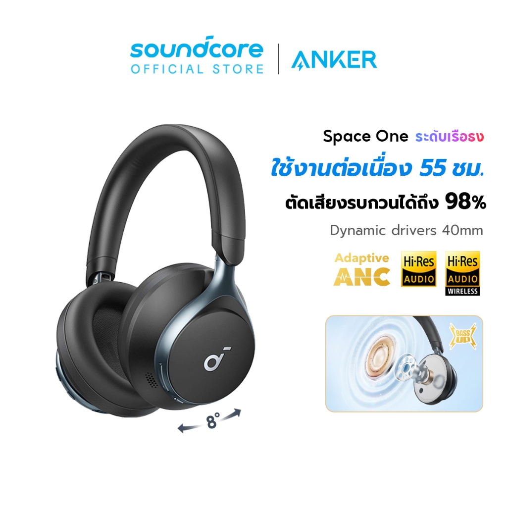 Soundcore by Anker Space One S1 headphone bluetooth หูฟังบลูทูธไร้สาย หูฟังตัดเสียงรบกวน LDAC Hi ...