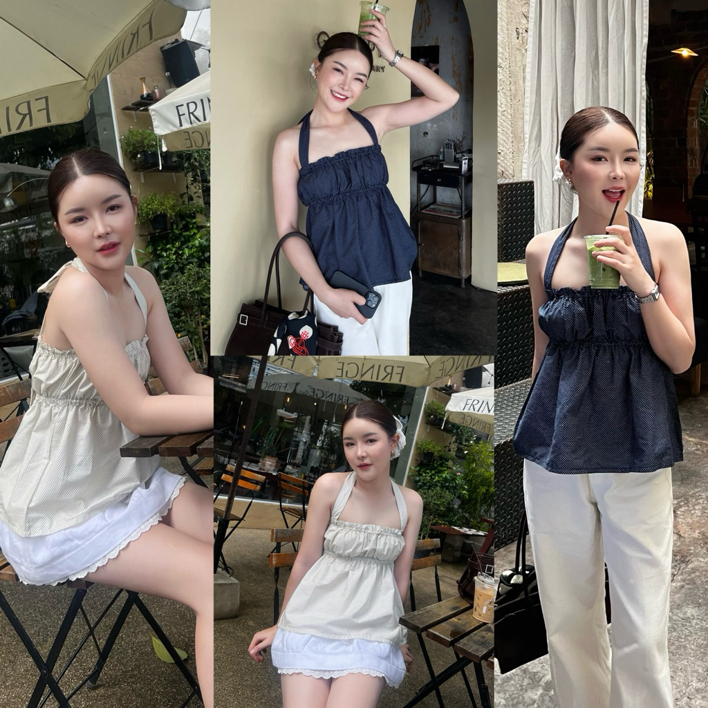 Solve.official - Polka dot top (เสื้อลายจุดเล็ก) | Shopee Thailand