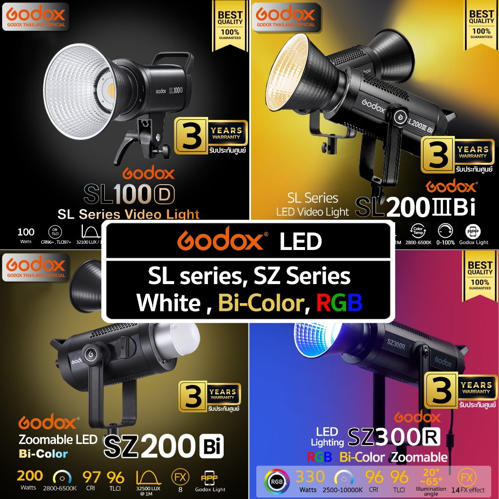 Godox LED SL100D, SL100Bi, SL150III, SL150IIIBi, SL150R, SL200III, SL200IIIBi, SL300III, SL300R ...