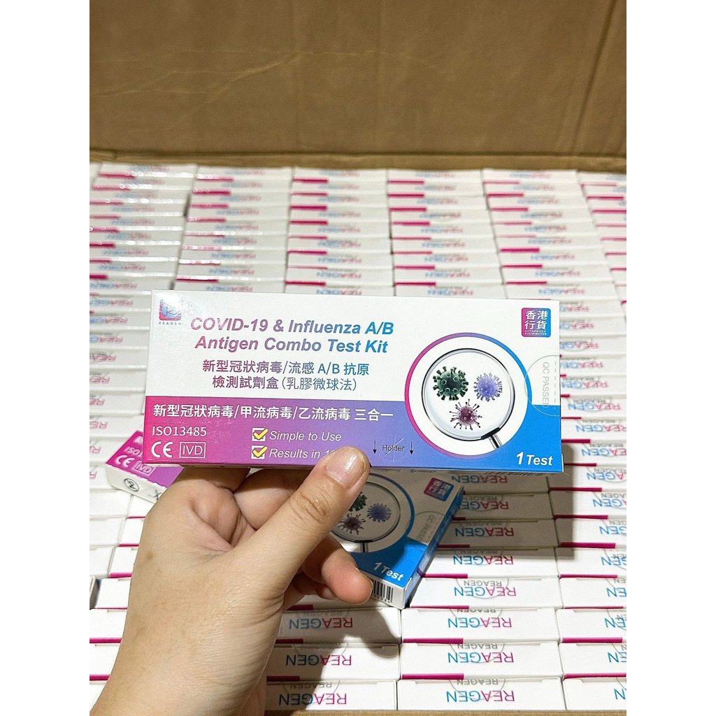ชุดตรวจโควิด + ไข้หวัดใหญ่ A/B (Reagen 3in1 Antigen Combo Test Kit)** ️ ...