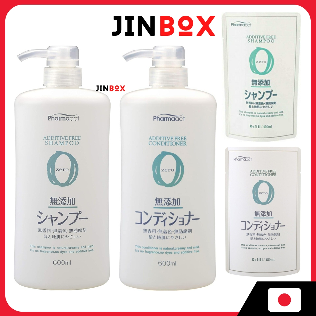 Kumano Yushi Pharmaact Additive-free Shampoo & Conditioner 600ml แชมพู ...