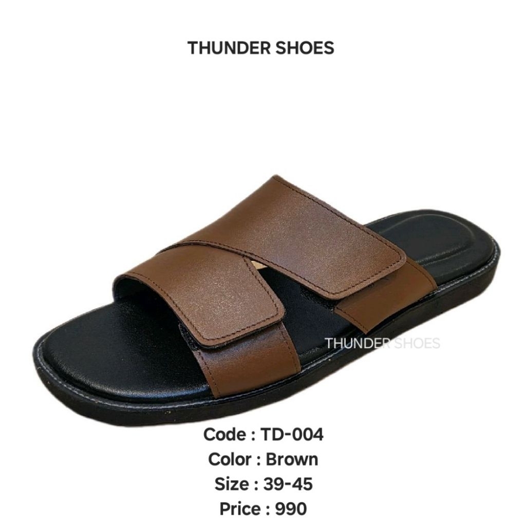 รองเท้าแตะหนังแท้ THUNDER SHOES รุ่น TD-004 Size 39-45 | Shopee Thailand