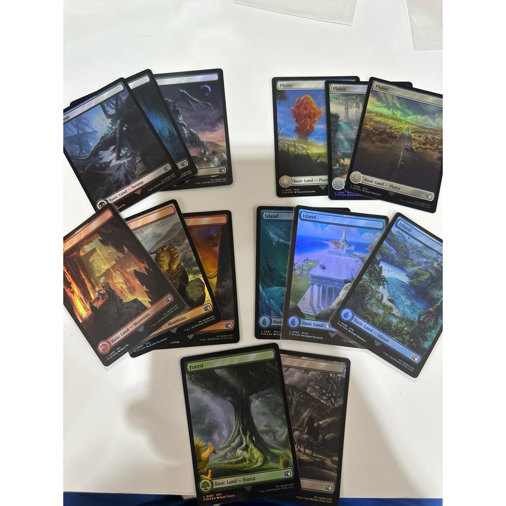 Basic Land Foil 13 + Wastes รวม 14 ใบตามภาพของแท้พร้อมส่ง MTG Magic the ...