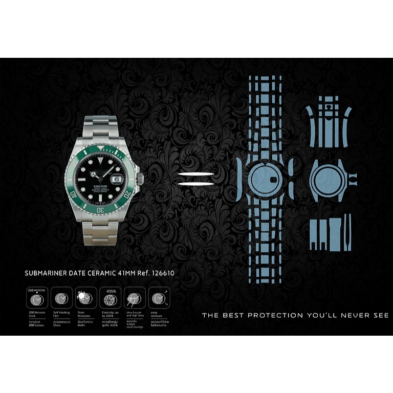 ฟิล์มกันรอยนาฬิกา Watch Protection Rolex SUBMARINER DATE CERAMIC 41MM ...